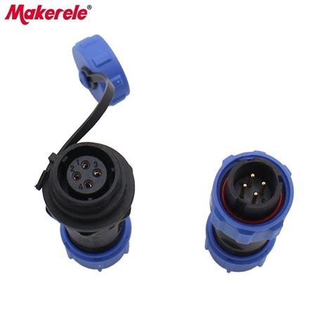 Ip68 Aviation 4 Pin Waterproof Connectors Male And Female 13mm Butt