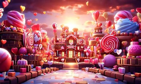 An Animated Candy Factory Churning Out Heart Shaped Chocolates And Sweets Stock Illustration