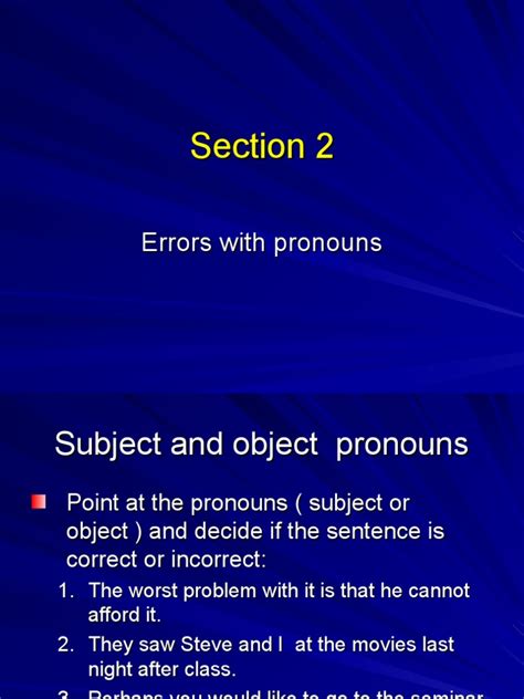Errors With Pronouns Pdf Pronoun Grammatical Number