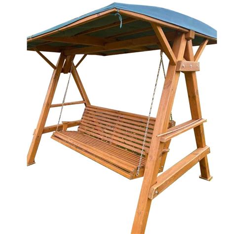 ᐉ Гойдалка садова Lnk Чунга Чанга з фарбуванням напівкруглий дах ПВХ деревяна ДК 13 • Краща