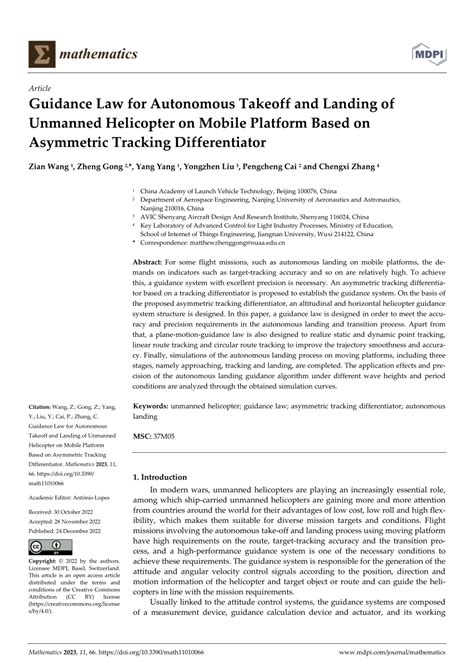 Pdf Guidance Law For Autonomous Takeoff And Landing Of Unmanned