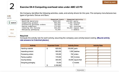 solved check my work 2 exercise 04 4 computing overhead rates under