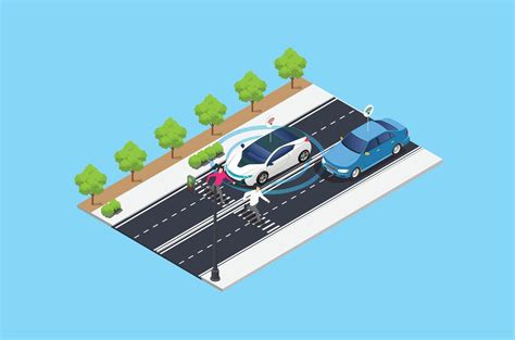 Isometric Automatic Self Driving Car At Road Futuristic Autonomous Vehicle Remote Sensing