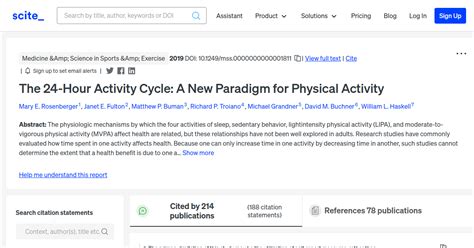 The 24 Hour Activity Cycle A New Paradigm For Physical Activity [scite Report]