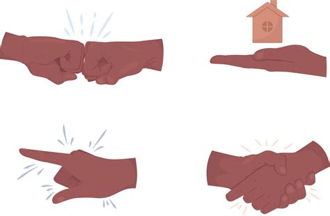 Real Estate Deal Semi Flat Color Vector Hand Gesture Set Editable Pose Human Body Part On