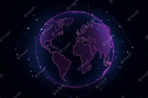 Premium Ai Image World Map With Global Technology Social Connection Network With Lights And Points