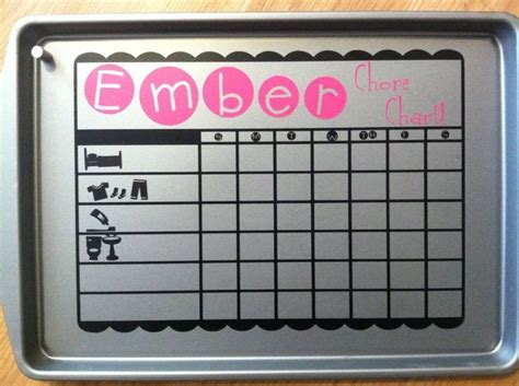 Chore Chart Using A Cookie Pan And Vinyl Yes Chore Chart Chores