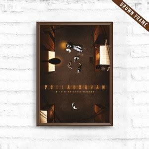Polladhavan Tribute Poster Brown Frame Photographic Paper Pop Art