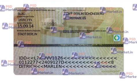 Germany Id Card Front And Back Psd Template V2 Globalpsdtemplate