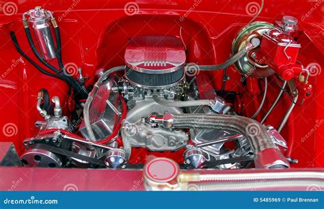 Classic Car Engine Stock Image Image Of Metallic Chrome 5485969
