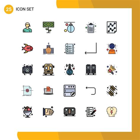Pack Of 25 Modern Filled Line Flat Colors Signs And Symbols For Web Print Media Such As