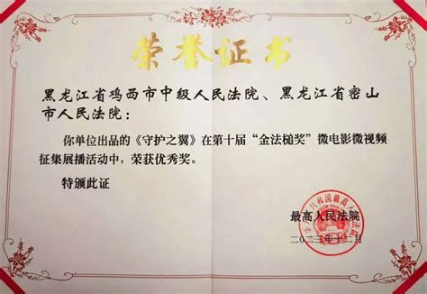 最高人民法院第十届“金法槌奖”揭晓，鸡西法院榜上有名！澎湃号·政务澎湃新闻 The Paper