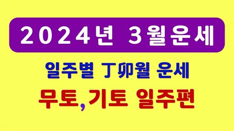 2024년 3월운세 정묘월운세 무토 기토 일주편 Youtube