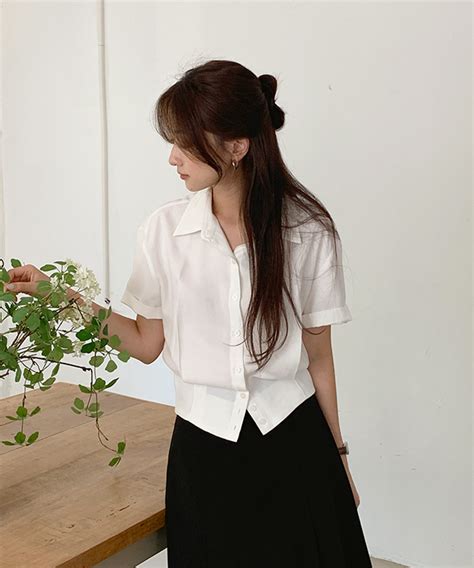 리얼코코 단독 여름슬림핏누적5만장made 러피 핀턱 크롭 블라우스 7 Color 하객룩레이어드출근룩롱슬리브크롭오피스룩셔츠면접상의긴팔반팔