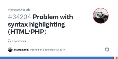 Problem With Syntax Highlighting HTML PHP Issue Microsoft Vscode GitHub