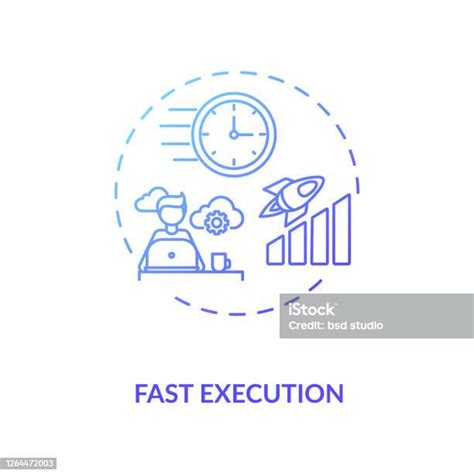 빠른 실행 블루 그라데이션 개념 아이콘 거래 플랫폼 전략 개념에 대한 스톡 벡터 아트 및 기타 이미지 개념 개발 개선 Istock