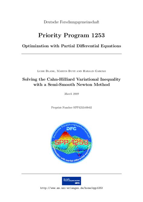 Pdf Solving The Cahn Hilliard Variational Inequality With A Semi Smooth Newton Method