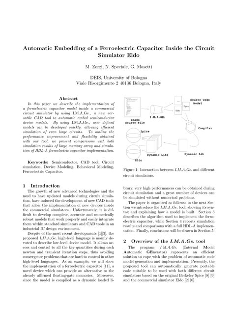 Pdf Automatic Embedding Of A Ferroelectric Capacitor Inside The Circuit Simulator Eldo