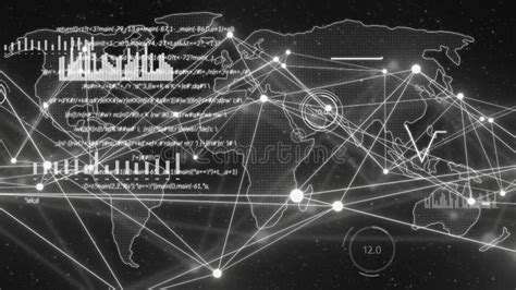 Animation Of Statistics World Map With Network Of Connections Stock