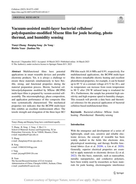 Vacuum Assisted Multi Layer Bacterial Cellulosepolydopamine Modified