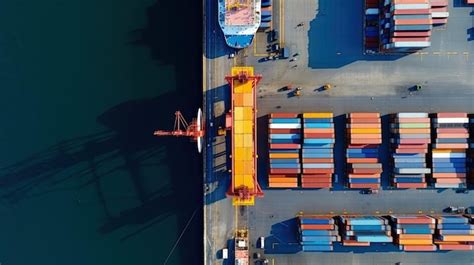 Premium Photo Dynamic Port With Busy Container Terminals