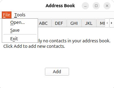 Address Book Qt Widgets Qt 6 9 1