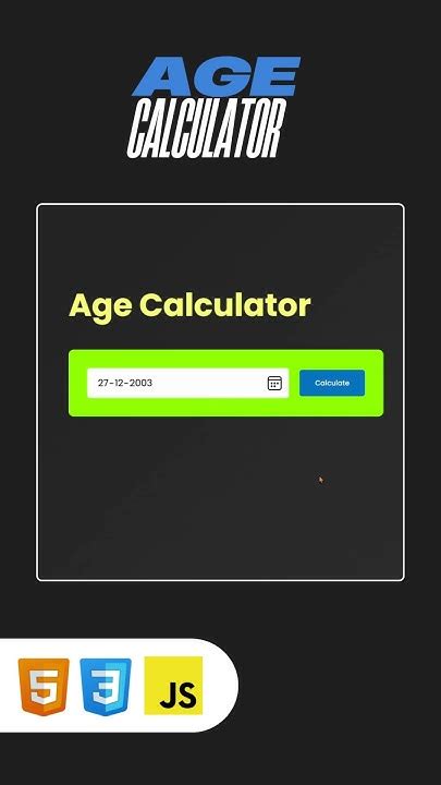 Age Calculator Using Html Css And Javascript Coding Frontenddevelopment Portfolioprojects