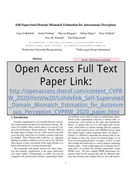 Pdf Self Supervised Domain Mismatch Estimation For Autonomous Perception