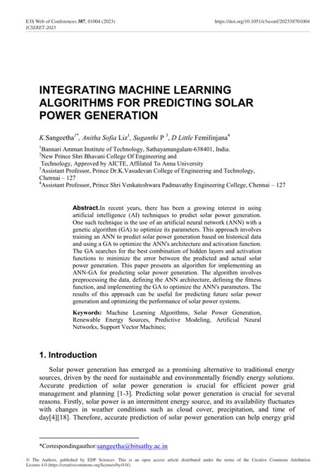 Pdf Integrating Machine Learning Algorithms For Predicting Solar