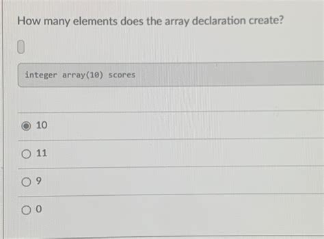 Solved How Many Elements Does The Array Declaration Chegg