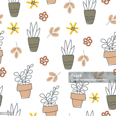 천연 재료의 패턴 다양한 식물에서 파스텔 색상으로 인쇄하십시오 자유로운 손 원활한 패턴 벡터 일러스트레이션 10월에 대한 스톡 벡터 아트 및 기타 이미지 Istock