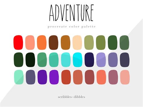 Adventure Procreate Color Palette 30 Handpicked Swatches Etsy