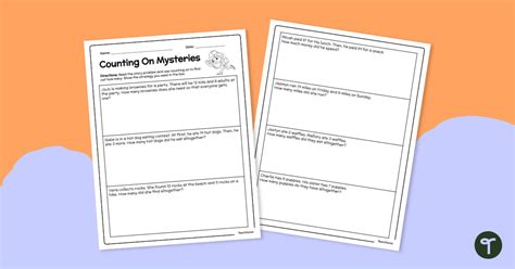 Counting On Word Problem Worksheet Teach Starter Worksheets Library