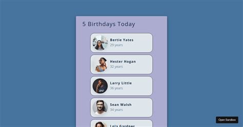 birthday reminder codesandbox