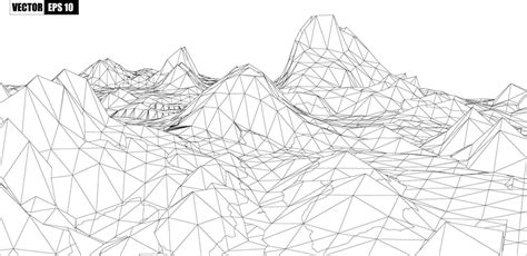 3d Wireframe Of Mountains Polygonal Landscapevector Illustration
