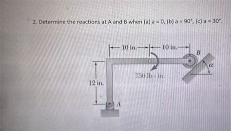 Solved 2 Determine The Reactions At A And B When A A 0
