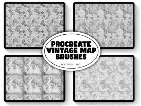 Vintage Map Procreate Brushes Procreate Map Brush Set Travel Procreate Brushes Digital Brushes