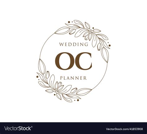 Oc Initials Letter Wedding Monogram Logos Vector Image
