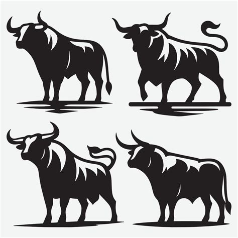 Artistic Bull Silhouette Clip Art Collection For Graphic Designers