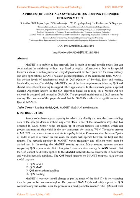 pdf a process of creating a systematic qos routing technique utilizing manet