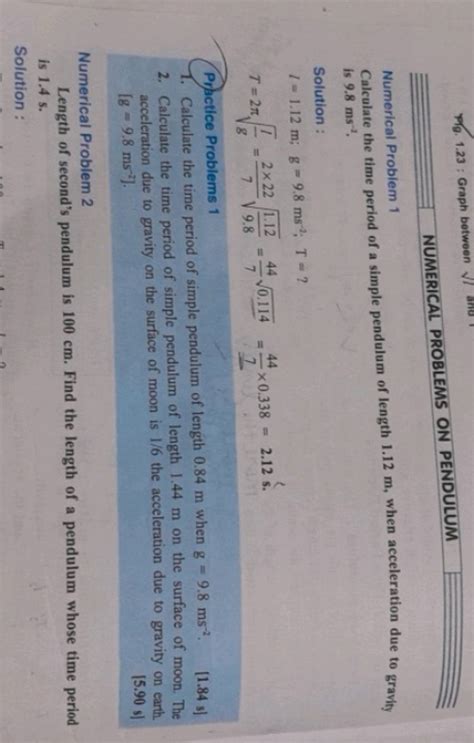 numerical problems on pendulum calculate the time period of a simple pend