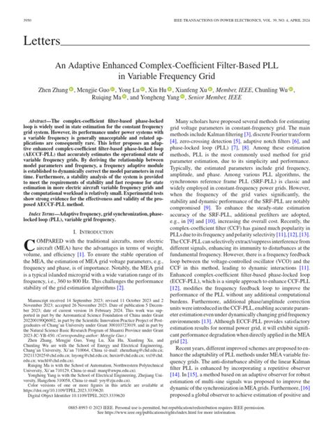 11 An Adaptive Enhanced Complex Coefficient Filter Based Pll In Variable Frequency Grid Pdf