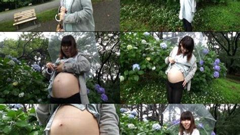 Hairy Pregnant Shows Her B Bump In The Garden Full Version High
