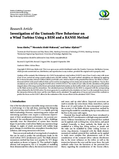 Pdf Investigation Of The Unsteady Flow Behaviour On A Wind Turbine
