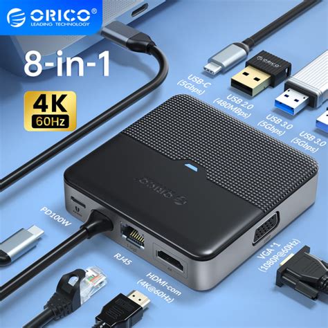 Orico Type C Docking Station Usb Hub K Hz Hdmi Rj Pd Adapter For Macbook Ipad Air M Pc