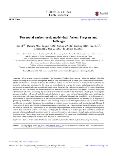 Pdf Terrestrial Carbon Cycle Model Data Fusion Progress And Challenges