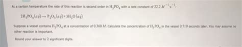 Solved At A Certain Temperature This Reaction Follows