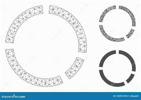 Round Diagram Vector Mesh Wire Frame Model And Triangle Mosaic Icon