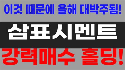 주식 삼표시멘트 이것 때문에 올해 대박주됩니다 강력 매수 홀딩 Youtube