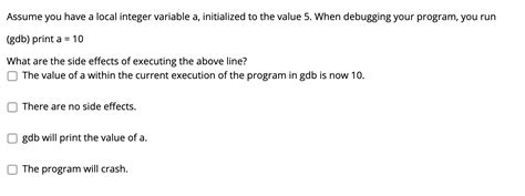 Solved Assume You Have A Local Integer Variable A